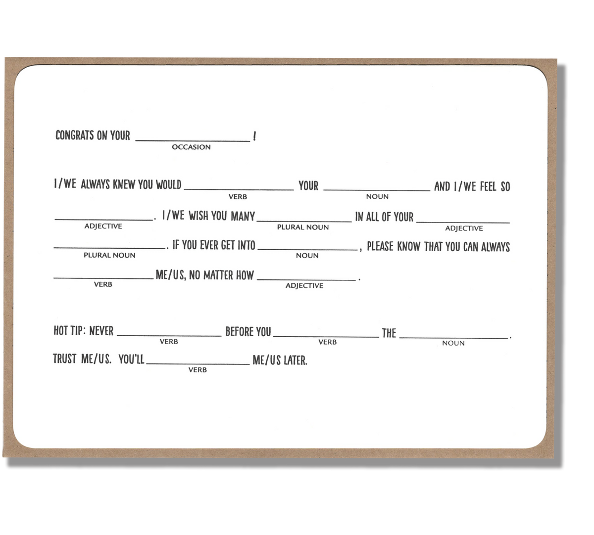 Mad Libs Congrats Card – Mutual Adoration + POST