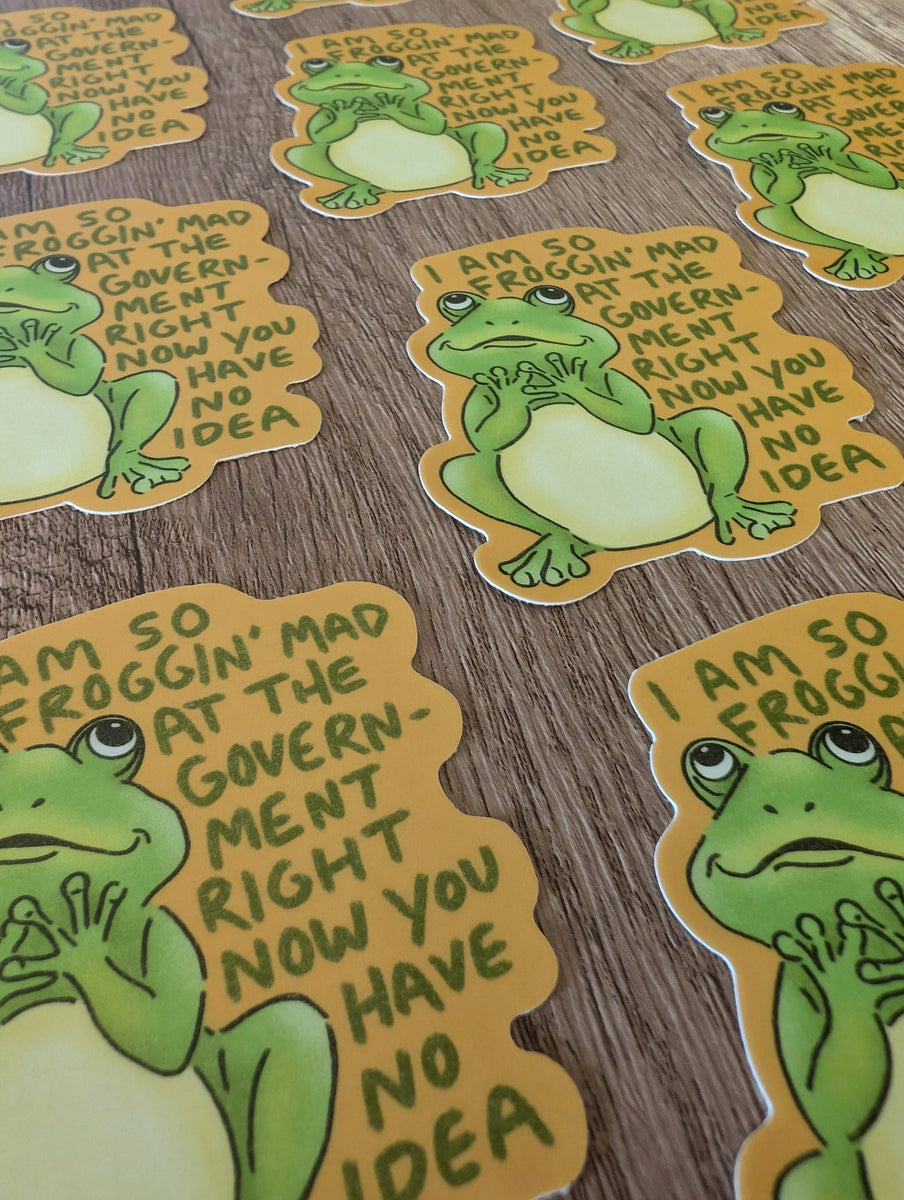 Froggin Mad at the Government Cute Frog Vinyl Sticker – Mutual ...