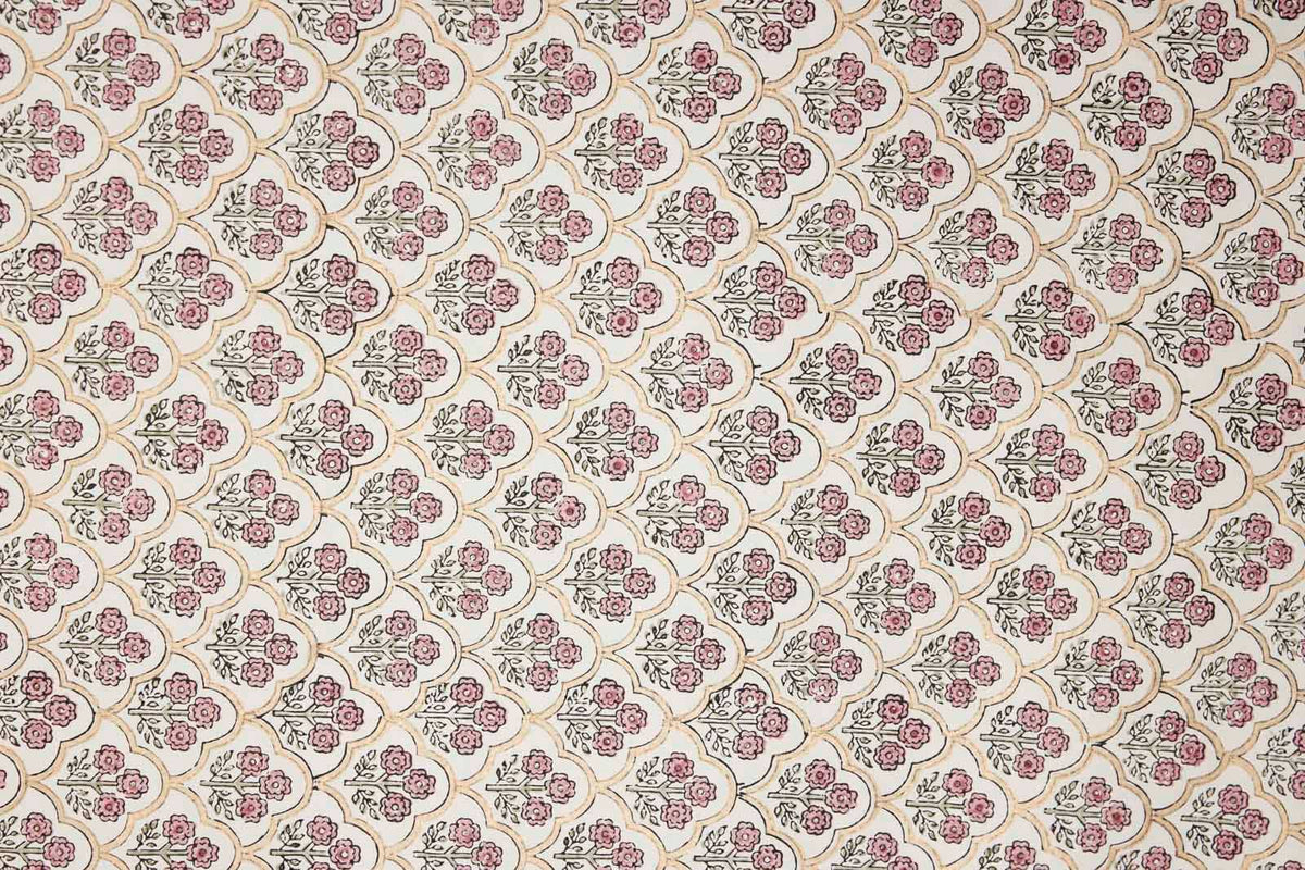Block Printed Wrapping Paper Sheet in Trellis Pink Earth – Mutual ...