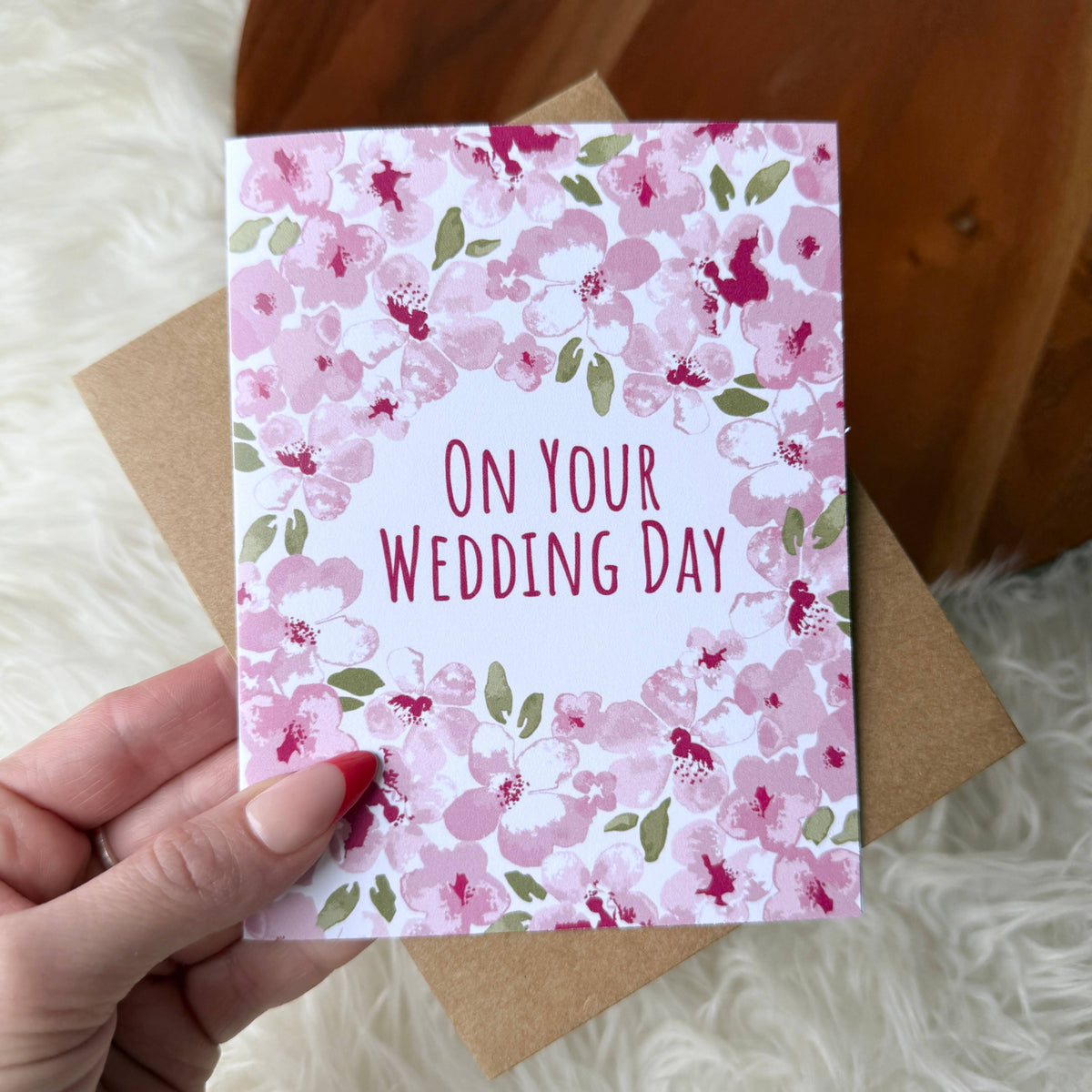 On Your Wedding Day Pink Flower Greeting Card – Mutual Adoration + POST