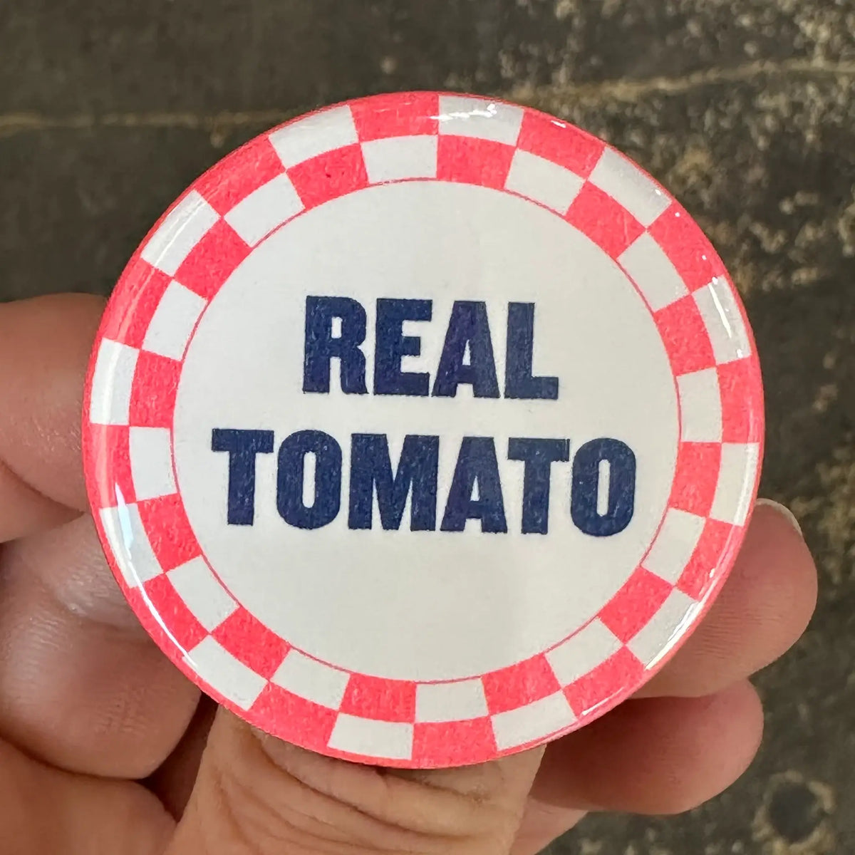 Real Tomato Pinback Button – Mutual Adoration + POST