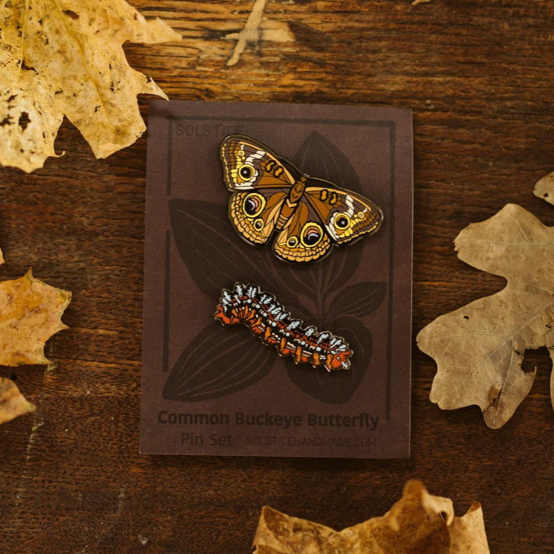 Common Buckeye Butterfly Enamel Pin Set – Mutual Adoration + POST