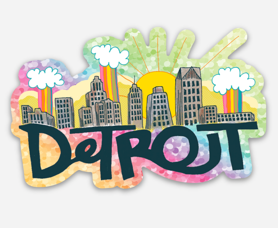 Detroit Skyline Glitter Sticker – Mutual Adoration + POST