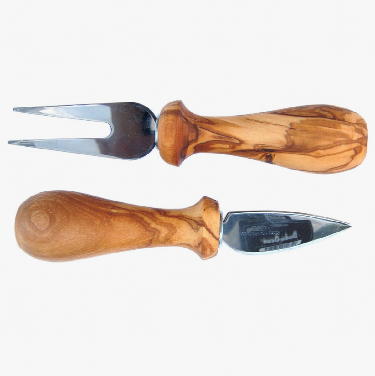 Olive Wood + Forged Steel Charcuterie Knife Fork Cheese Serving Set ...