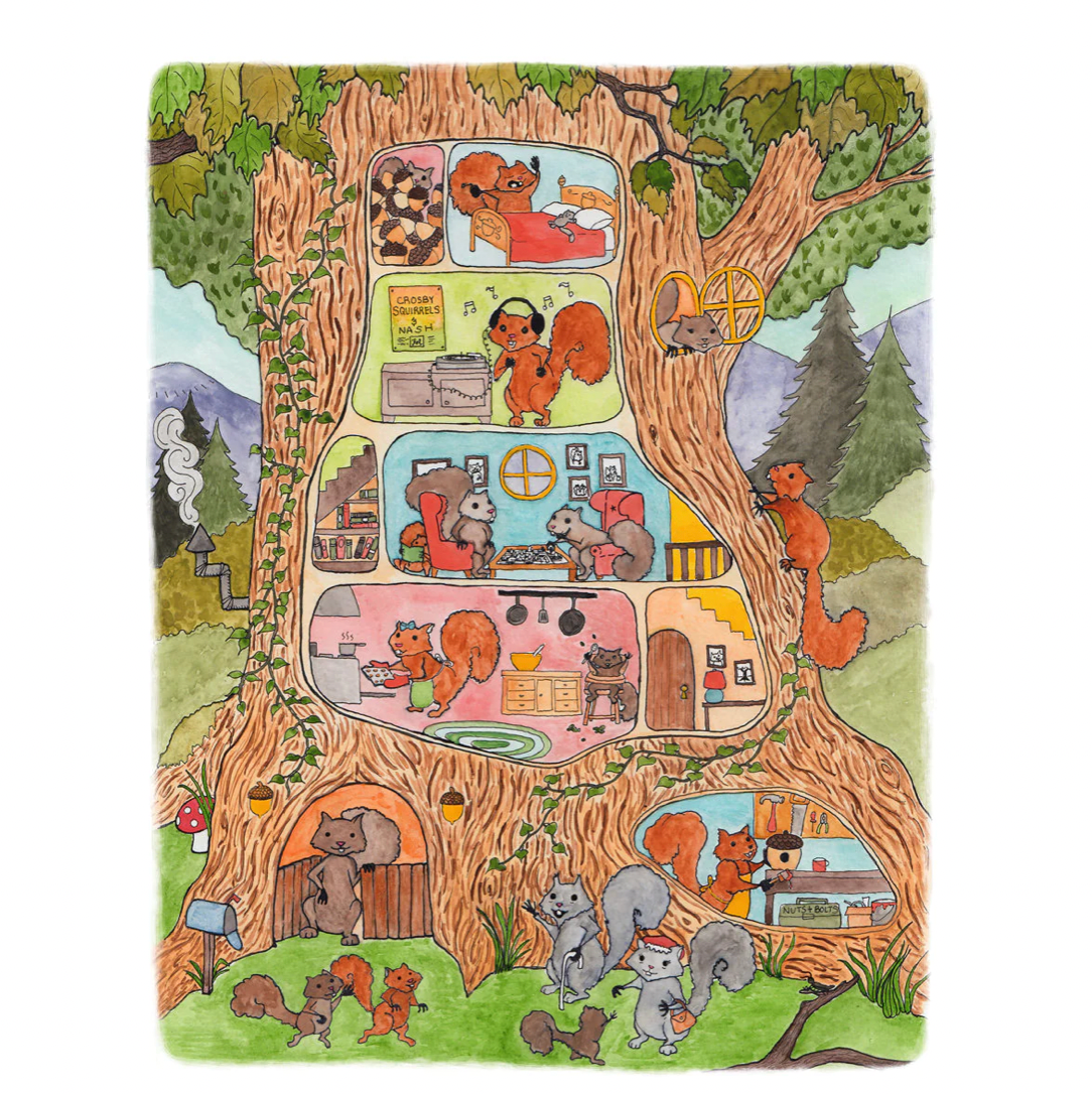 Squirrel Tree House Greeting Card – Mutual Adoration + POST