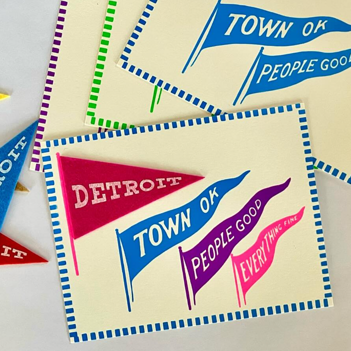 Detroit Felt Pennant Postcard – Mutual Adoration + POST