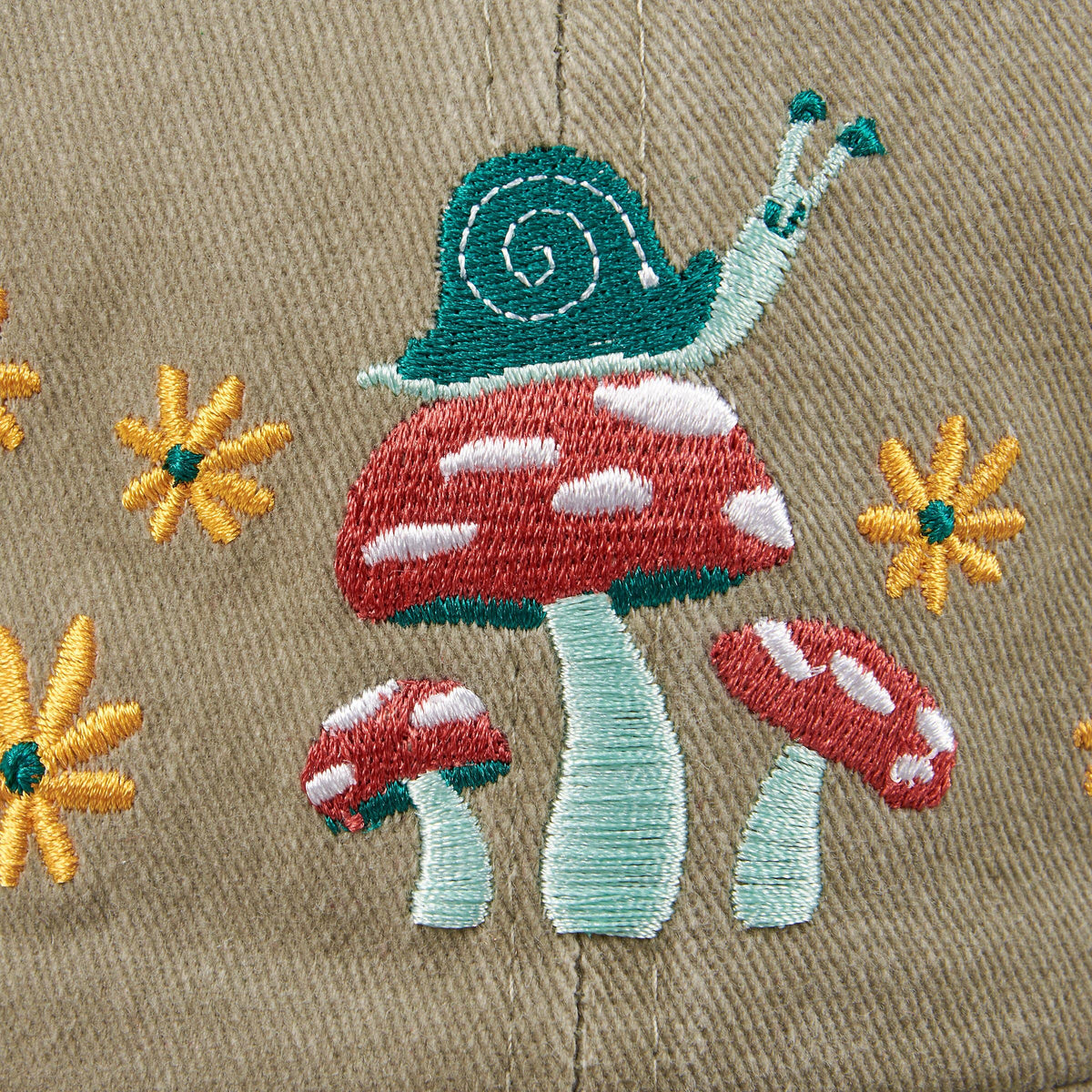 Embroidered Snail + Mushrooms Baseball Cap – Mutual Adoration + POST