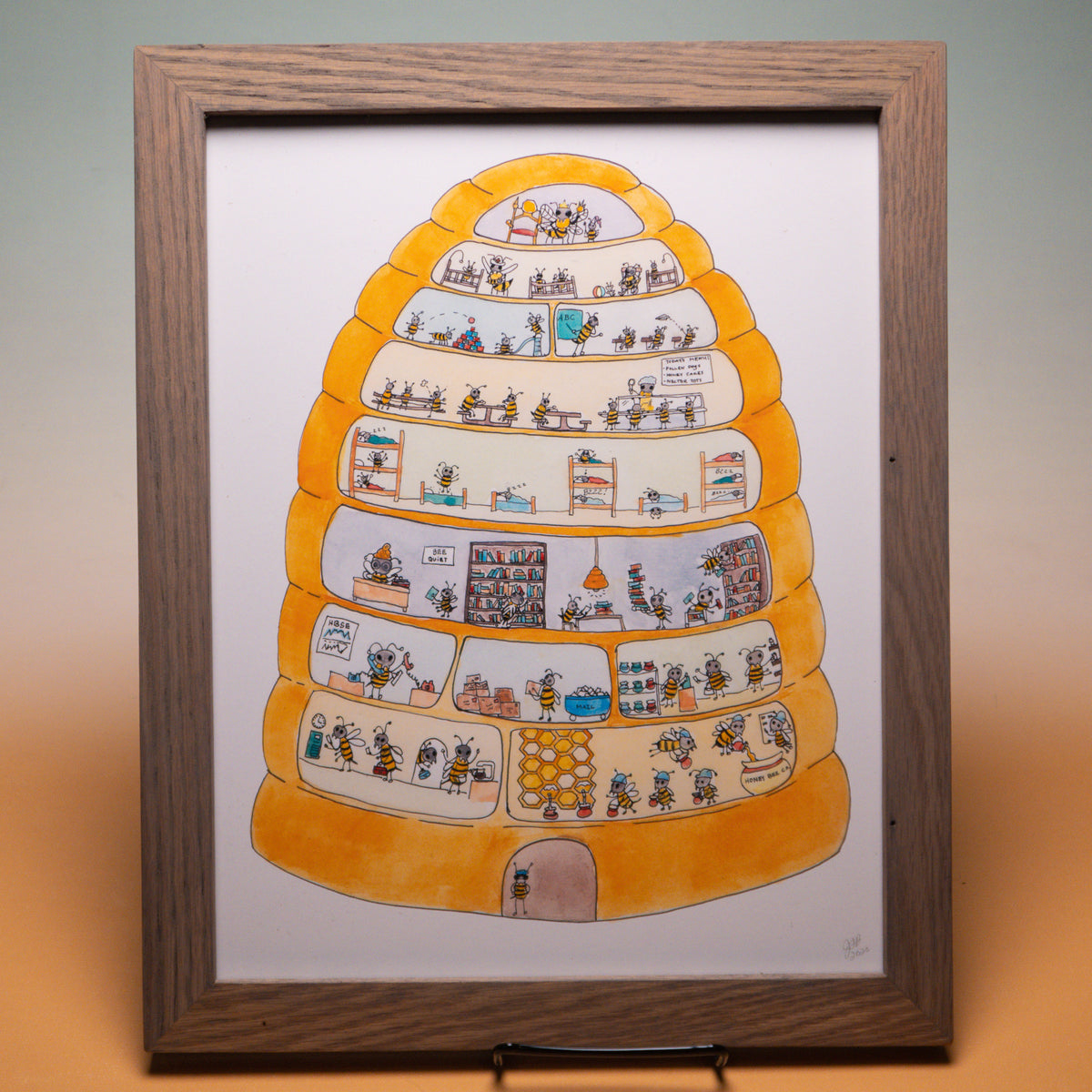 Bee Hive Art Print in Reclaimed Wood Frame – Mutual Adoration + POST