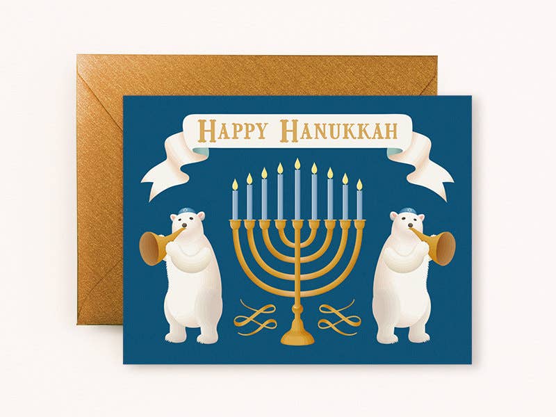 Polar Bears Hanukkah Card – Mutual Adoration + POST