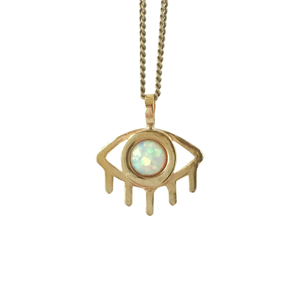 Brass + Opal Small Seeing Eye Necklace – Mutual Adoration + POST