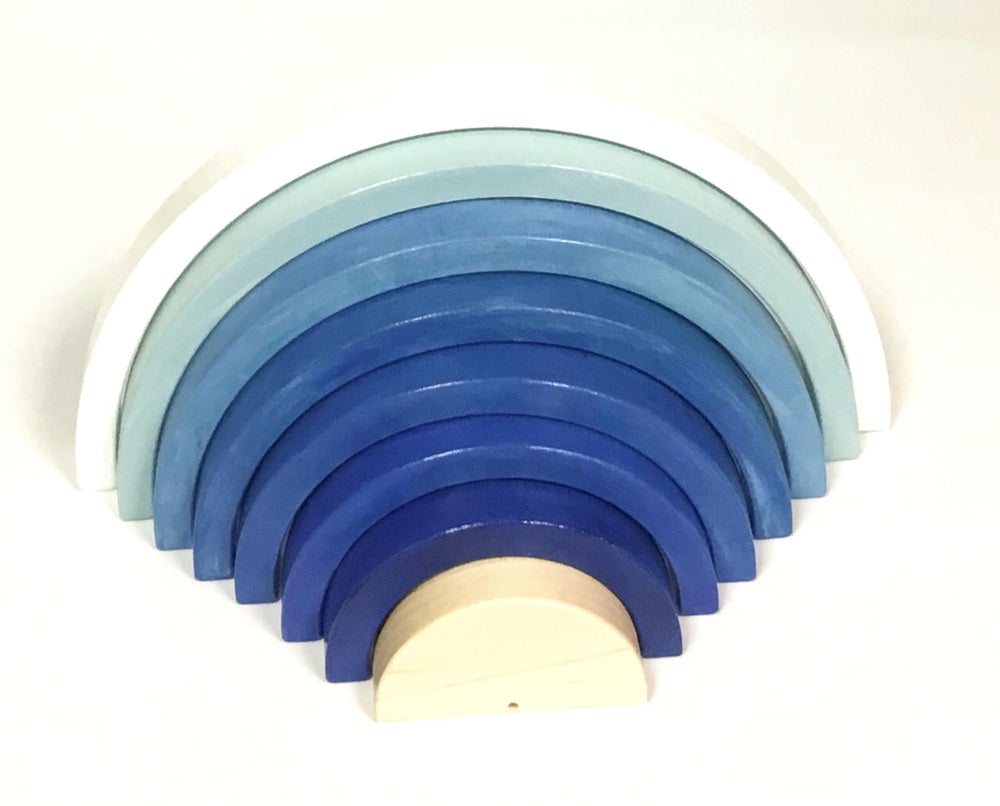 SALE Coastal Blue Colorful Stacking Wooden Rainbow – Mutual Adoration ...