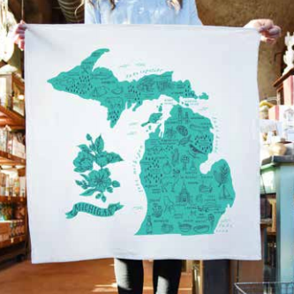 Michigan Illustrated Map Cotton Tea Towel – Mutual Adoration + POST