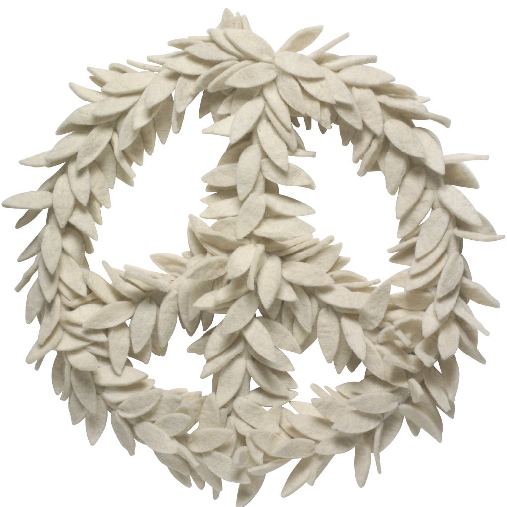 Hand Felted Wool Wreath in Cream Peace Sign Design – Mutual Adoration ...