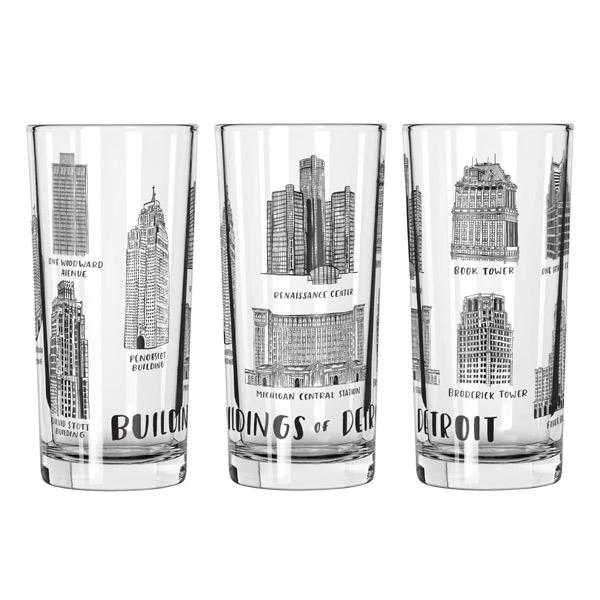 Buildings of Detroit Drinking Glass – Mutual Adoration + POST