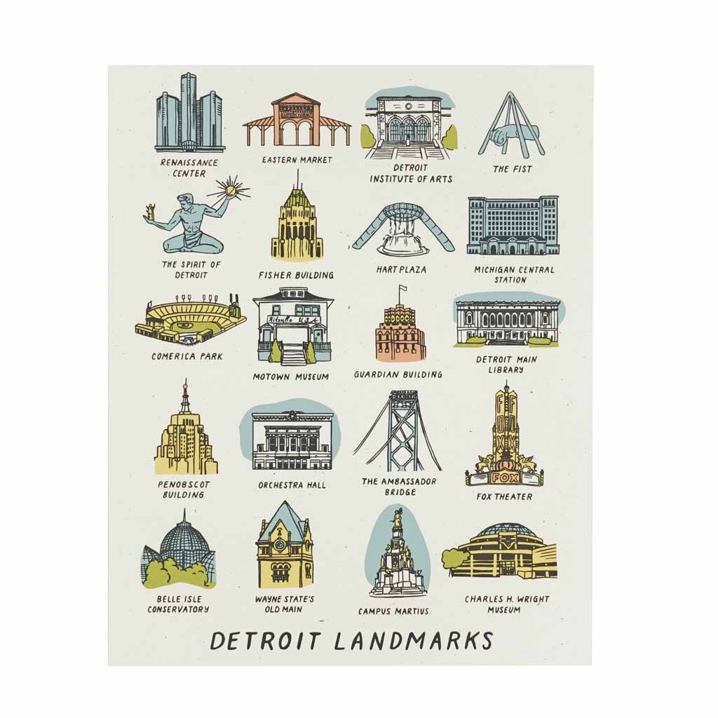 8x10 Detroit Landmarks Art Print – Mutual Adoration + POST