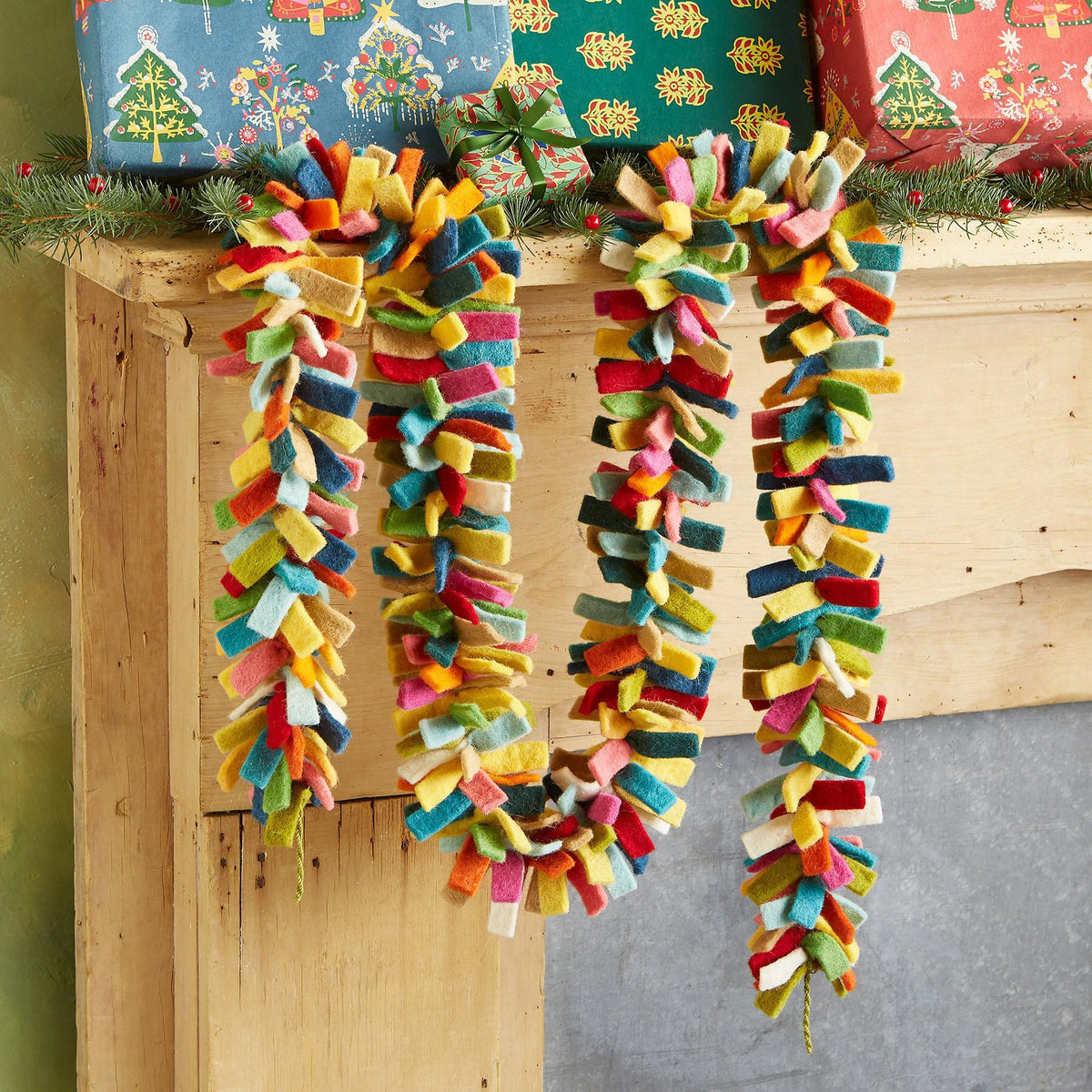 Hand Felted Wool Multicolor Fringe Garland – Mutual Adoration + POST