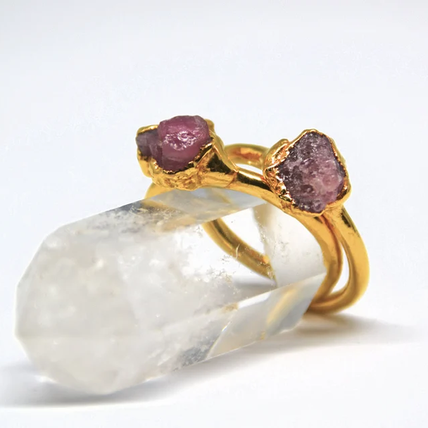 Raw pink tourmaline ring store